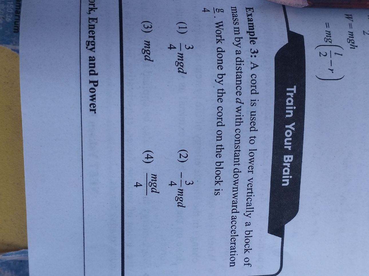Example 3: A cord is used to lower | StudyX