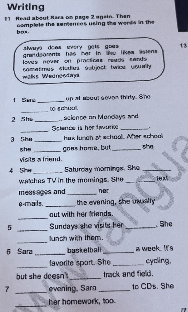 Read about Sara on page 2 again. Then | StudyX
