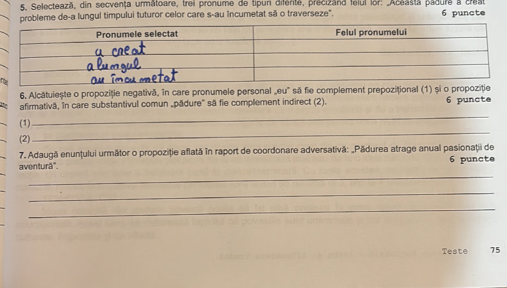 Selectează, din secvența următoare, trei