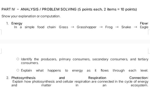 PART IV - ANALYSIS / PROBLEM SOLVING (5 | StudyX