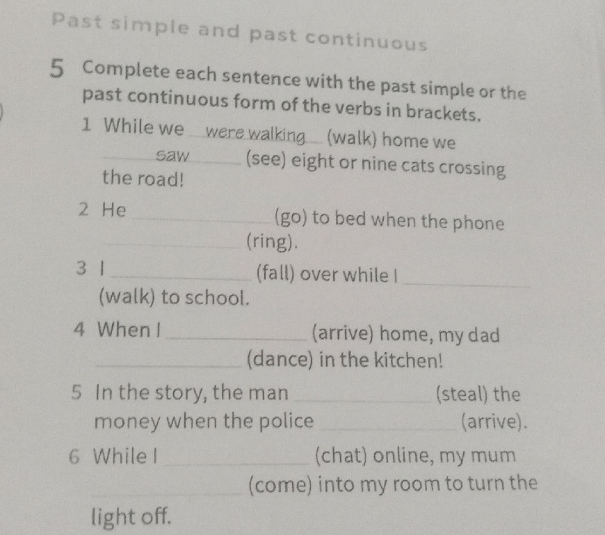 Past simple and past continuous 5 Complete | StudyX
