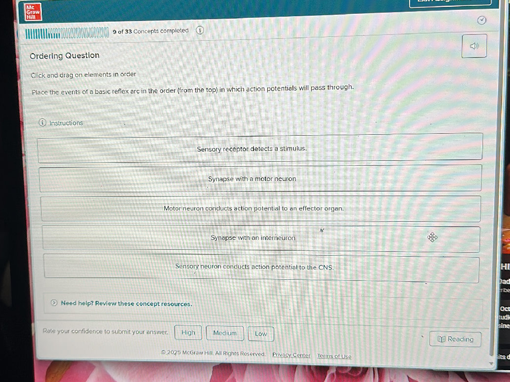 Ordering Question Click and drag on elements | StudyX