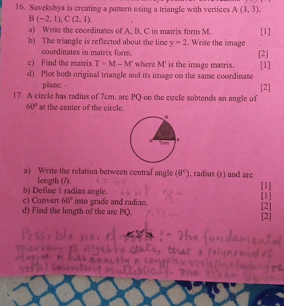 A circle has radius of 7cm. arc PQ on the | StudyX