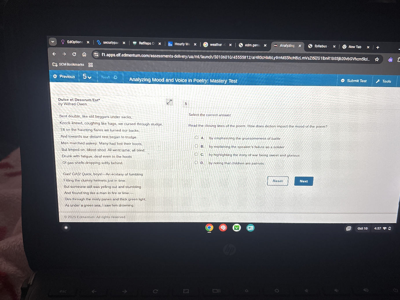 Dulce et Decorum Est* by Wilfred Owen Bent | StudyX