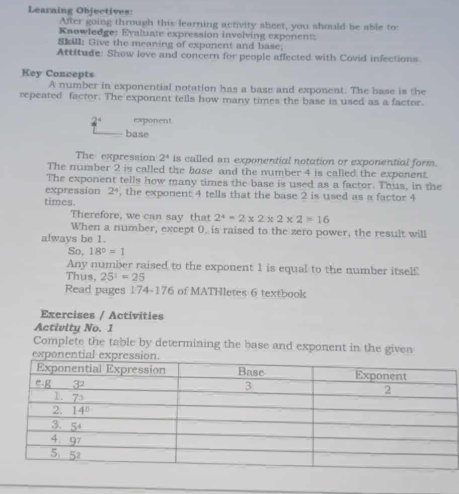 Complete the table by determining the base | StudyX