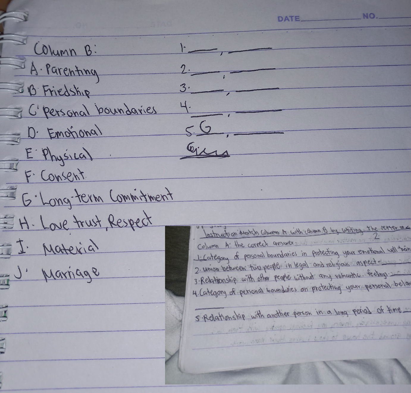 Instruction: Match Column A with Column B by | StudyX
