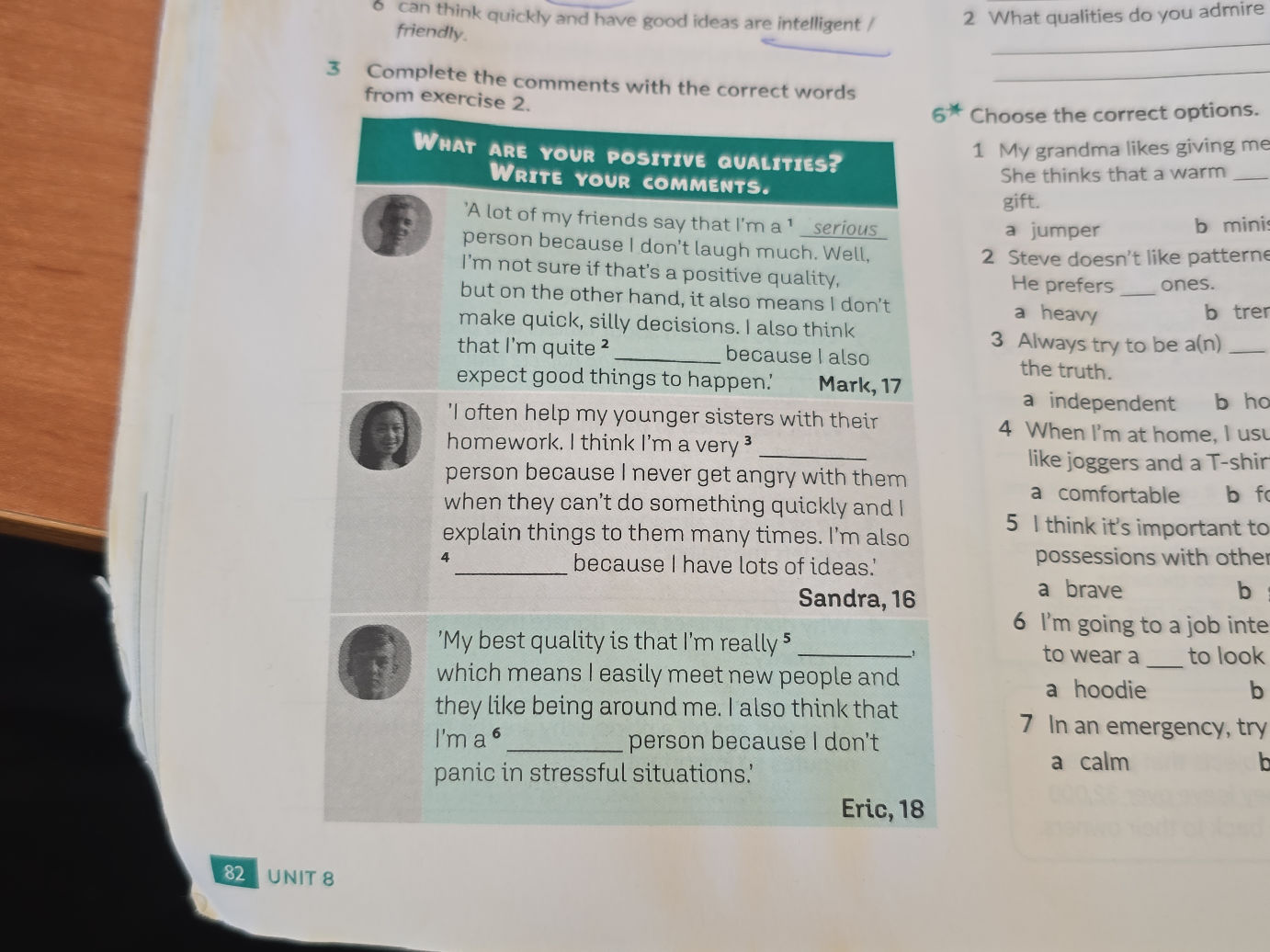 Complete the comments with the correct words | StudyX