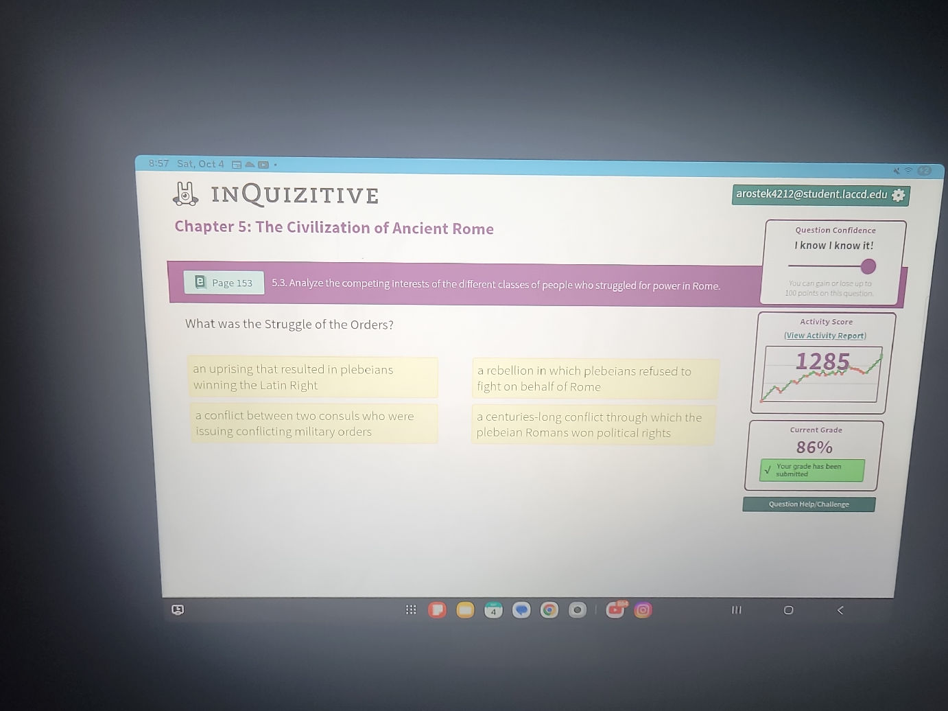 What was the Struggle of the Orders? an | StudyX