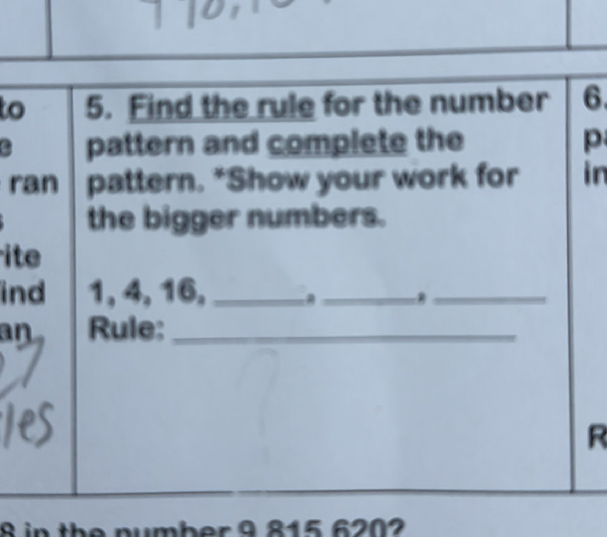 5. Find the rule for the number pattern and | StudyX