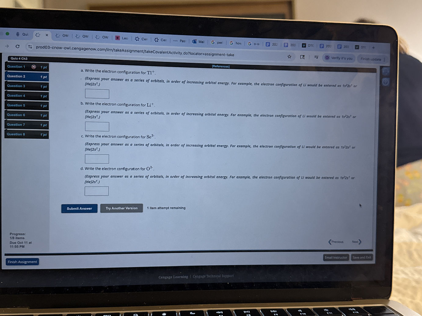a. Write the electron configuration for $ | StudyX