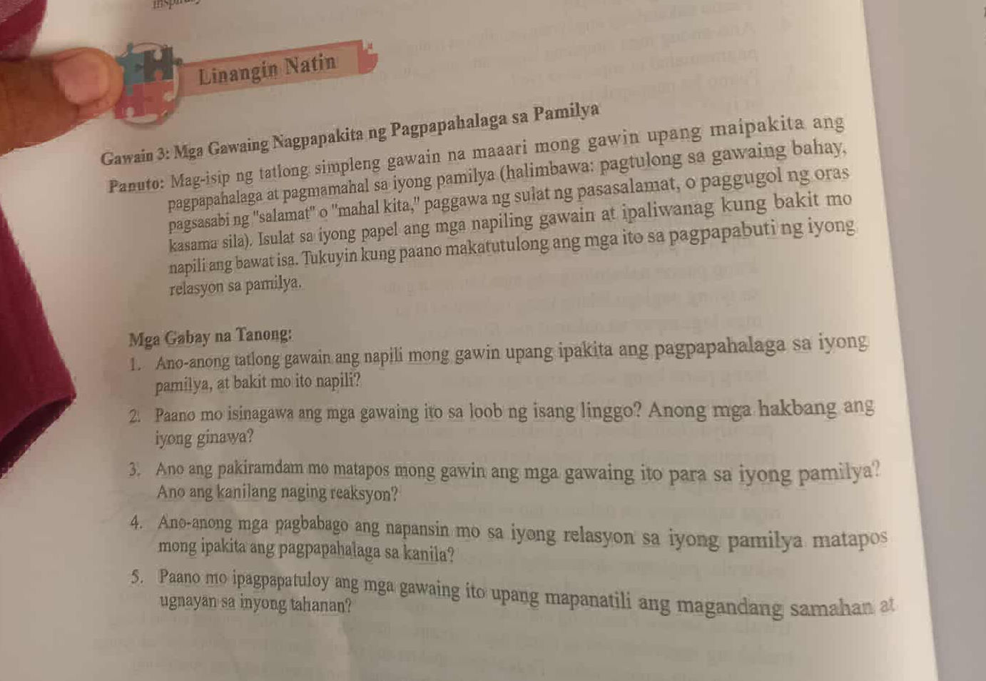 Linangin Natin Gawain 3: Mga Gawaing | StudyX