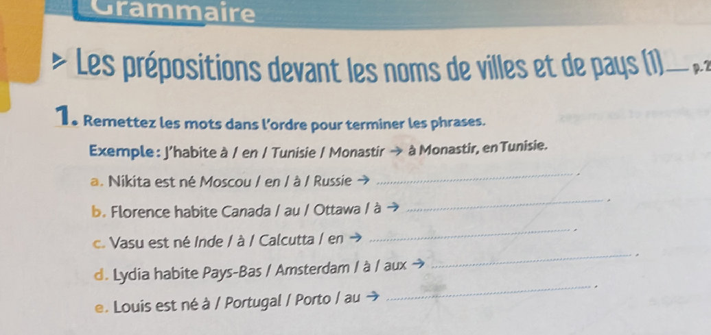 Grammaire Les prépositions devant les noms | StudyX