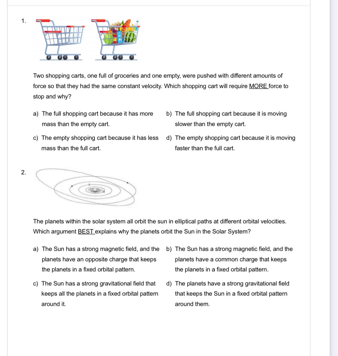 1. Two shopping carts, one full of groceries | StudyX