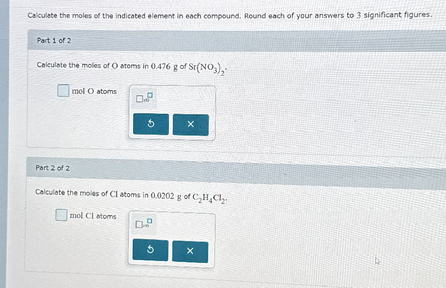 Calculate the moles of the indicated element | StudyX
