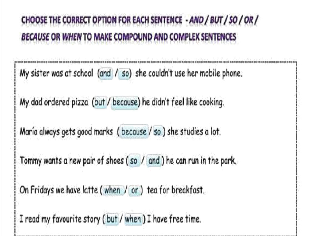 CHOOSE THE CORRECT OPTION FOR EACH SENTENCE | StudyX