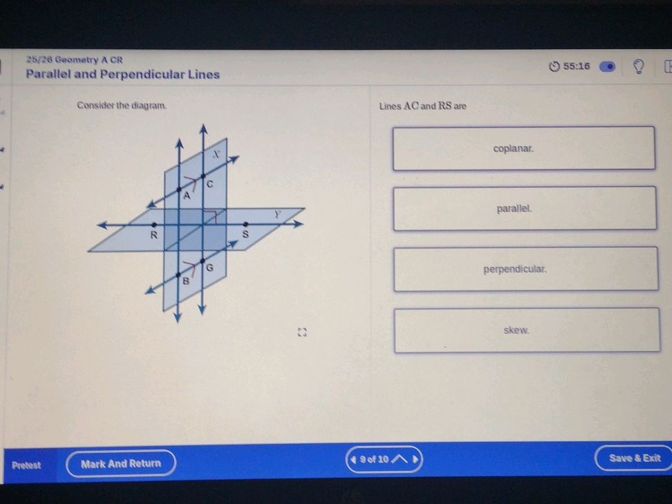 Consider the diagram. Lines AC and RS are | StudyX