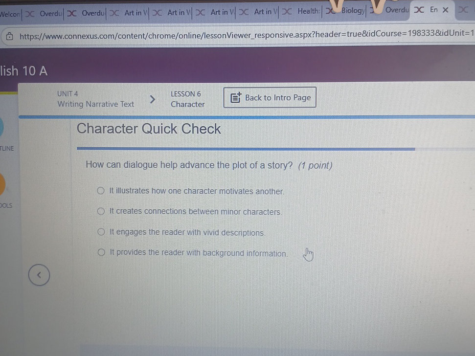 How can dialogue help advance the plot of a | StudyX