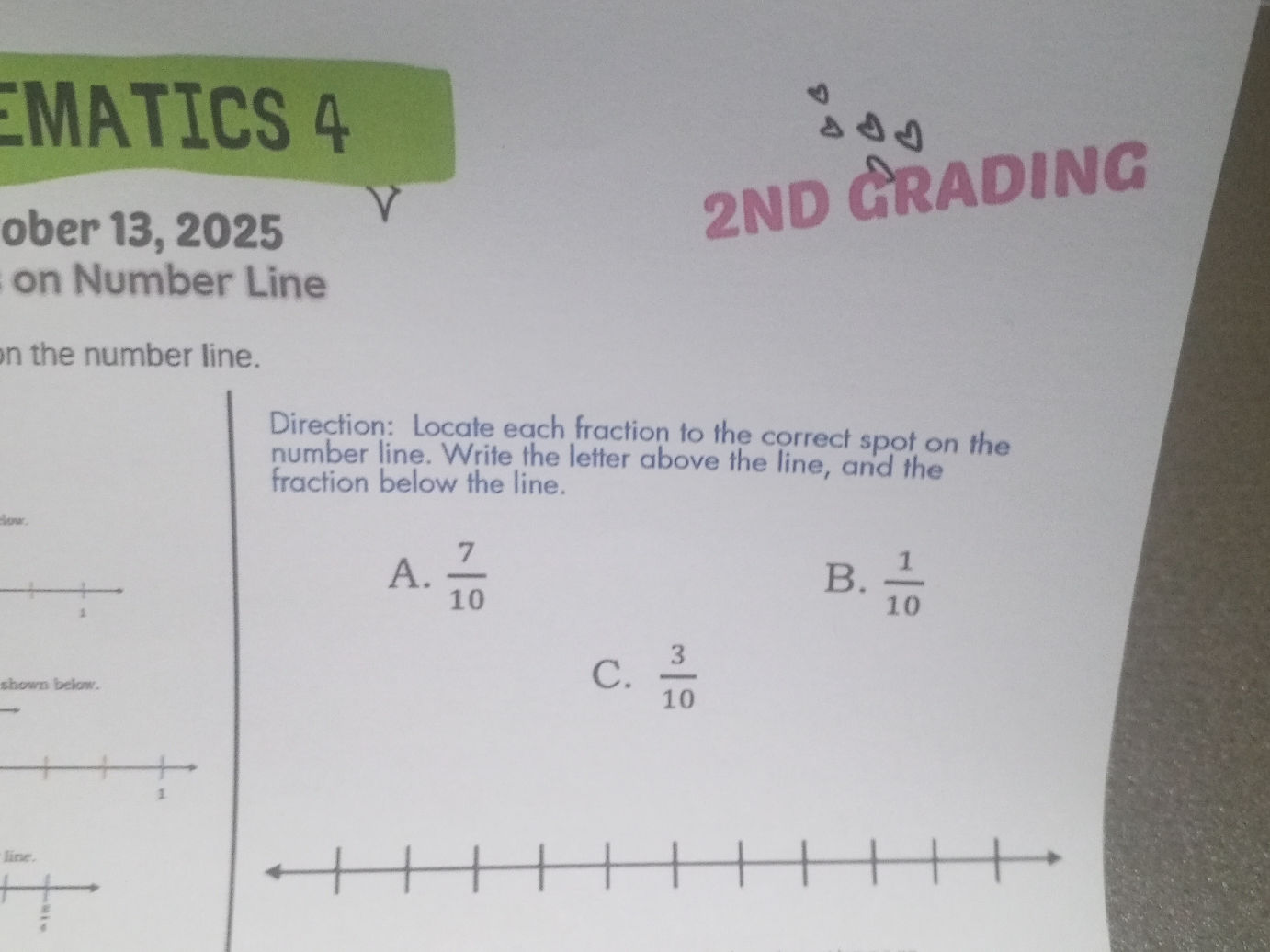 Direction: Locate each fraction to the | StudyX