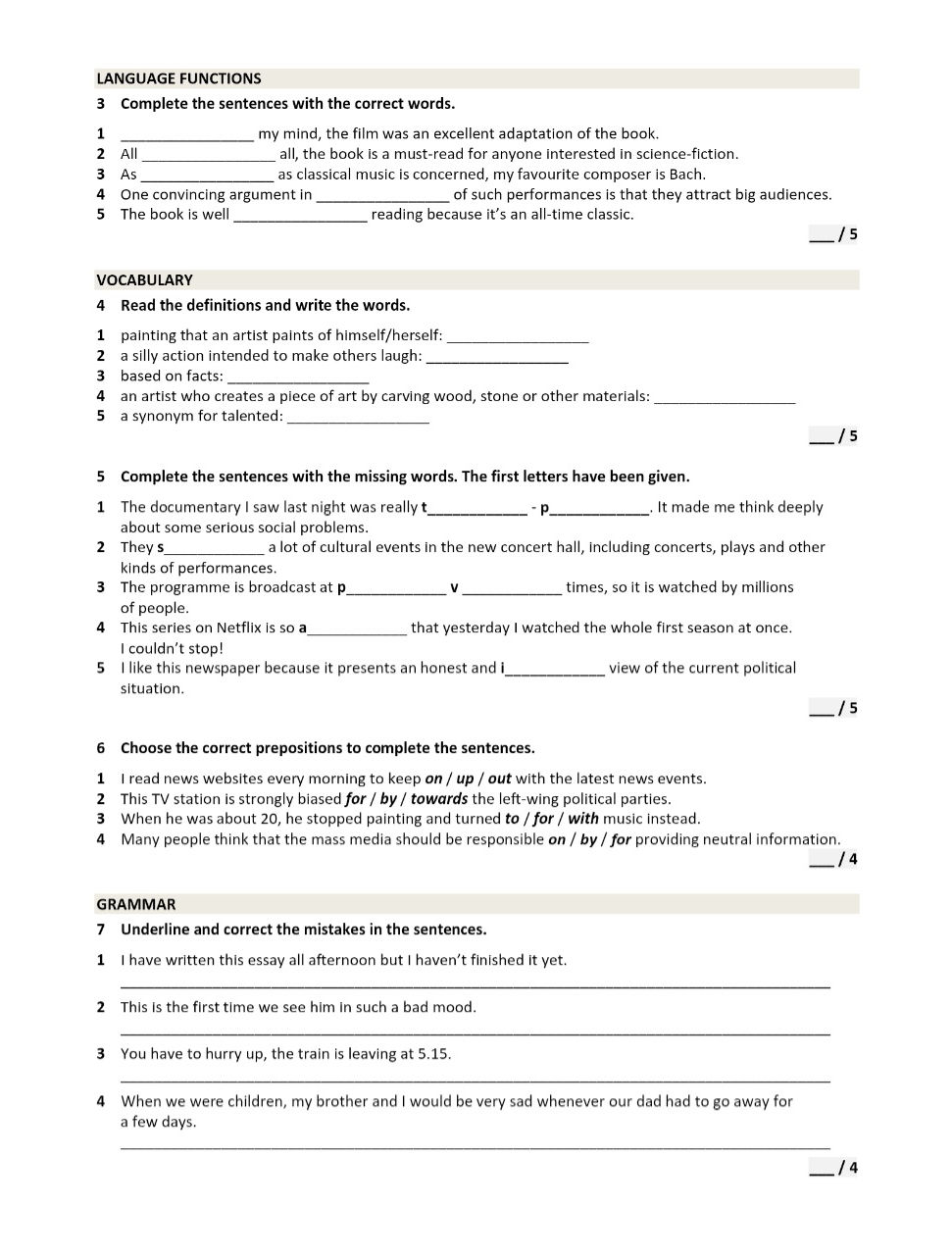 LANGUAGE FUNCTIONS 3 Complete the sentences | StudyX