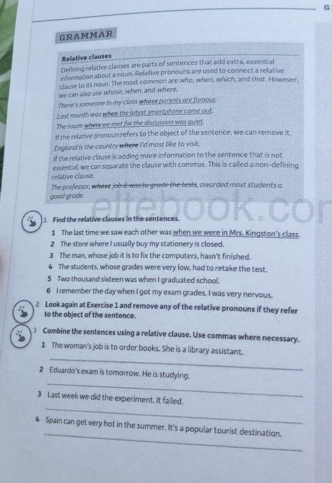 GRAMMAR Relative clauses Defining relative | StudyX