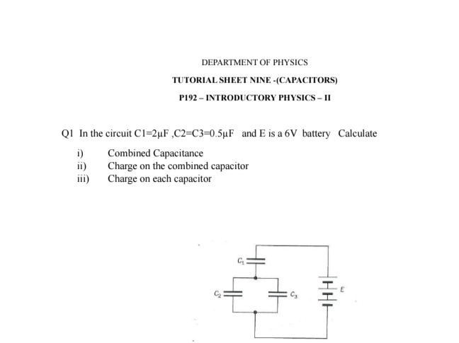DEPARTMENT OF PHYSICS TUTORIAL SHEET NINE | StudyX
