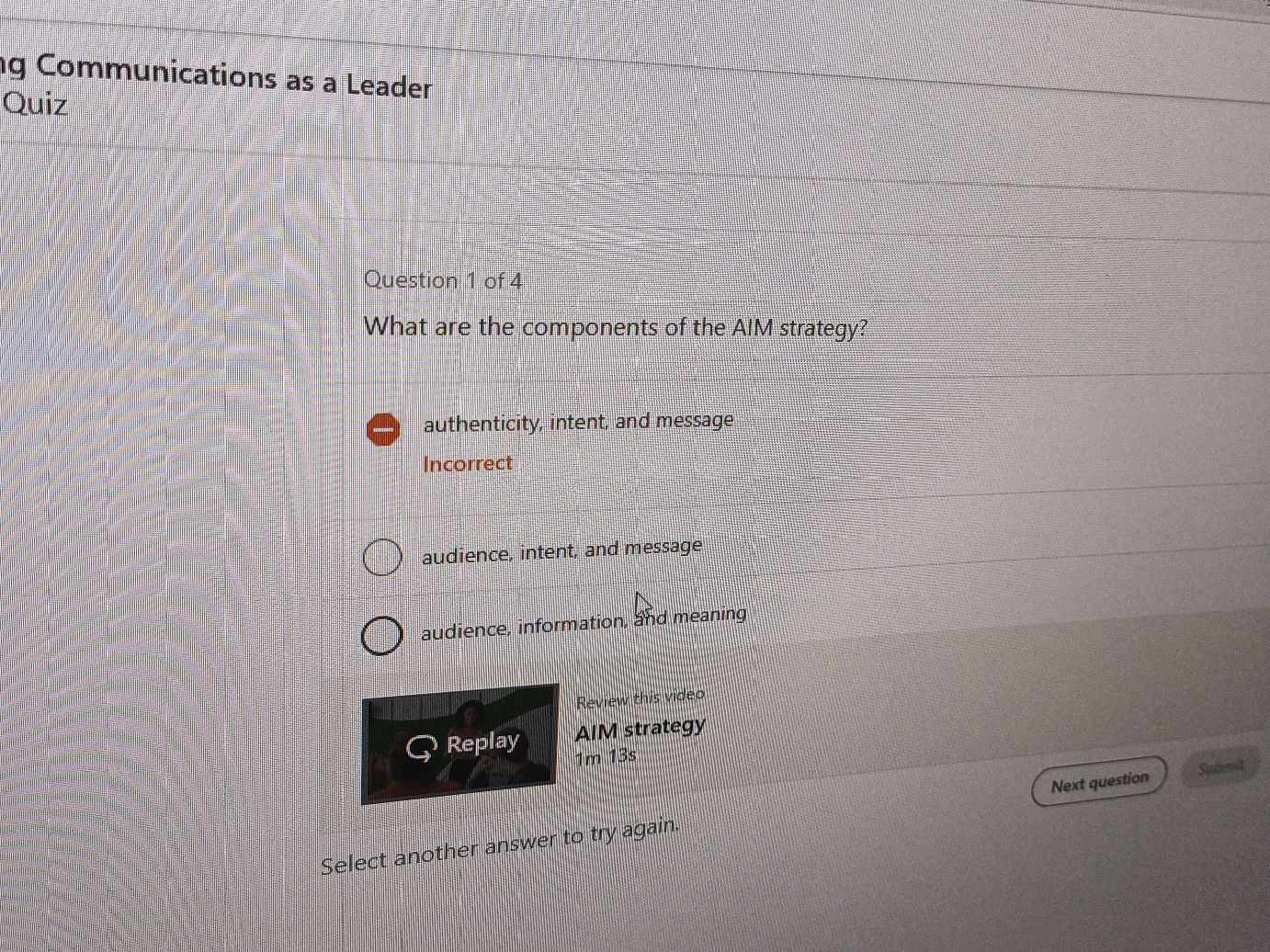 Question 1 of 4 What are the components of | StudyX