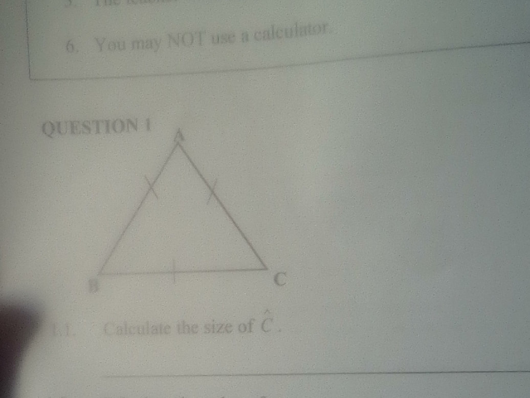 QUESTION 1 [Diagram of triangle ABC with | StudyX