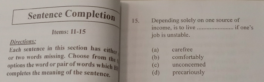 Sentence Completion Directions: Each | StudyX