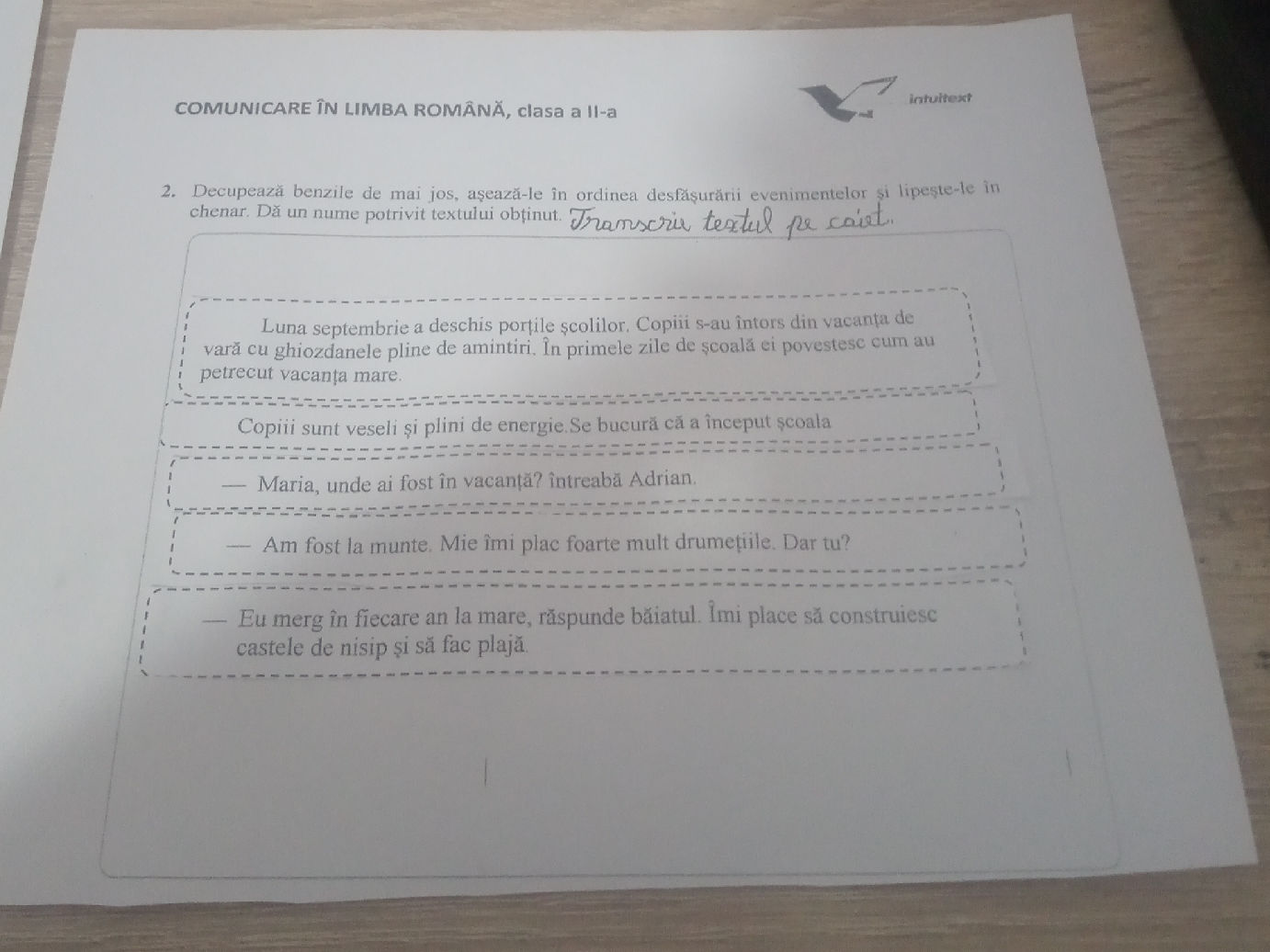2. Decupează benzile de mai jos, aşează-le | StudyX
