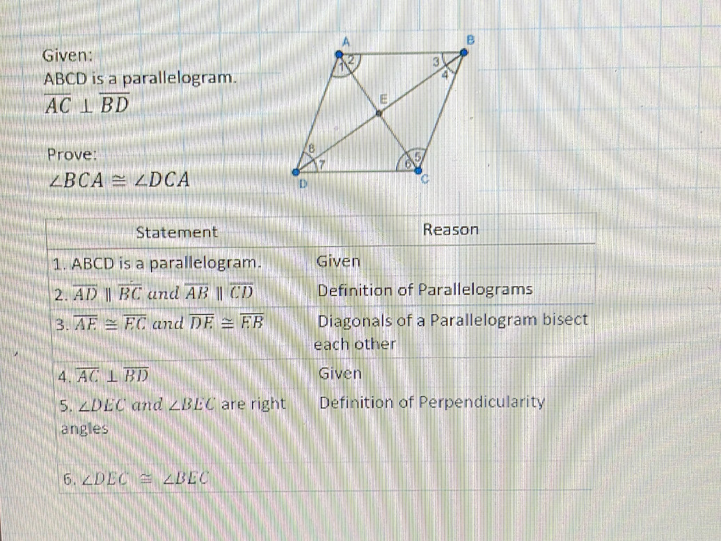 Given: $ABCD$ is a parallelogram. $AC BD$ | StudyX