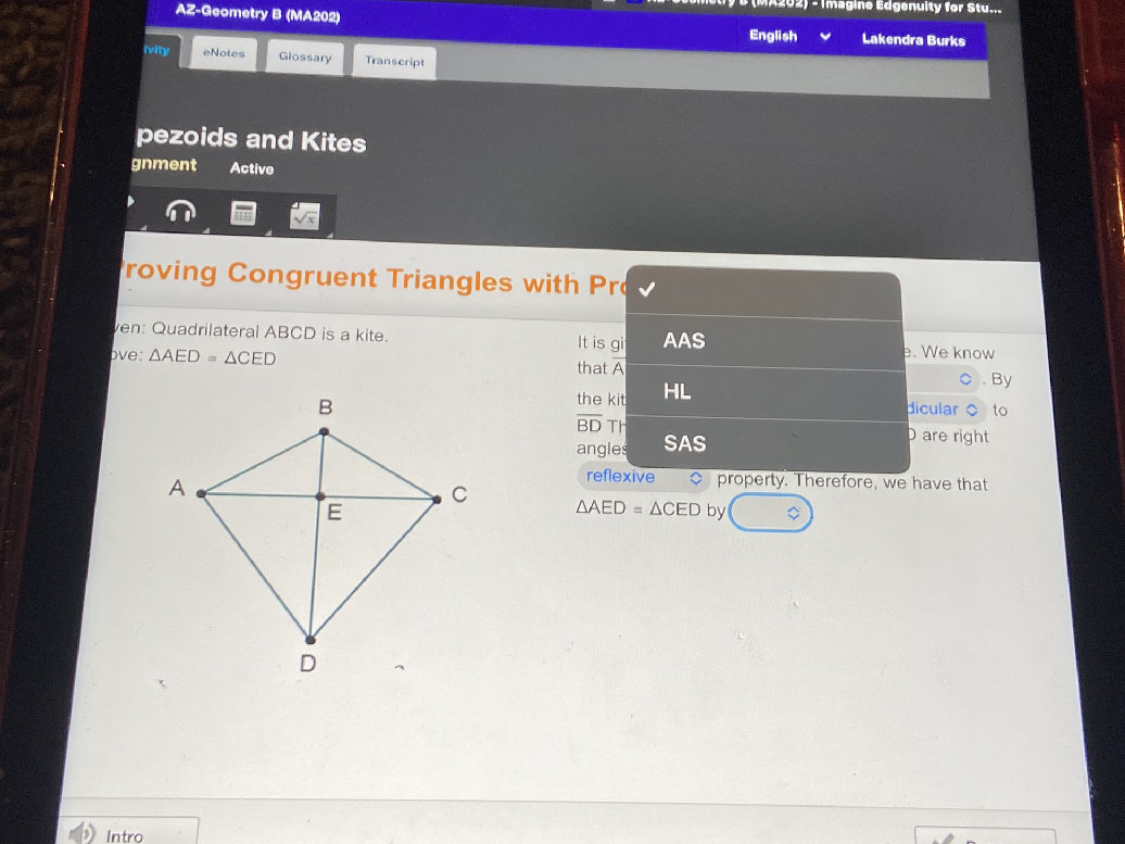 Proving Congruent Triangles with Pro Given: | StudyX