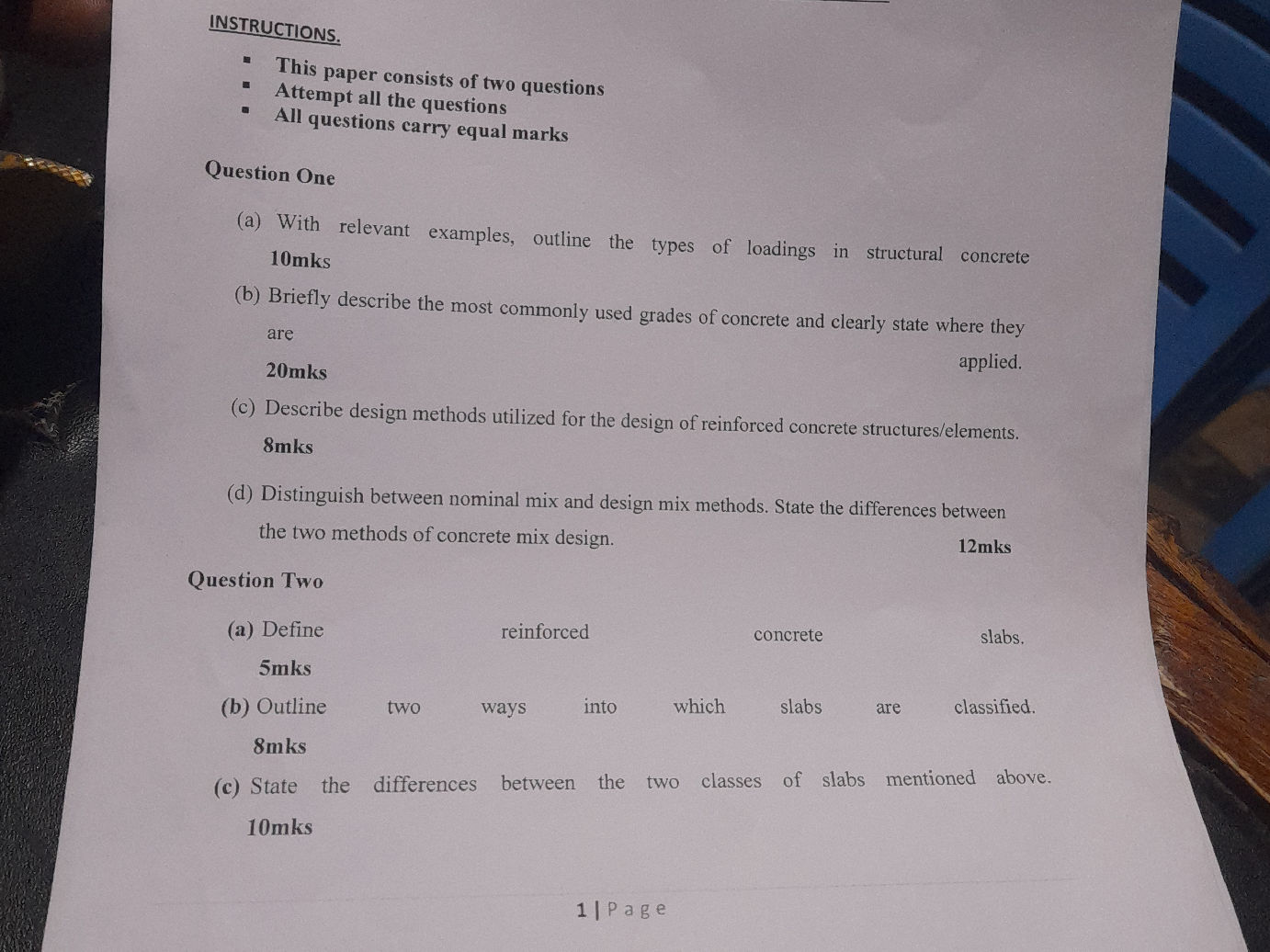 INSTRUCTIONS. * This paper consists of two | StudyX