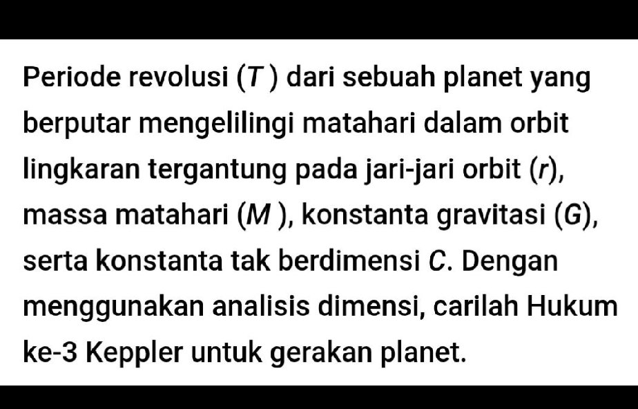 Periode revolusi (T) dari sebuah planet yang | StudyX