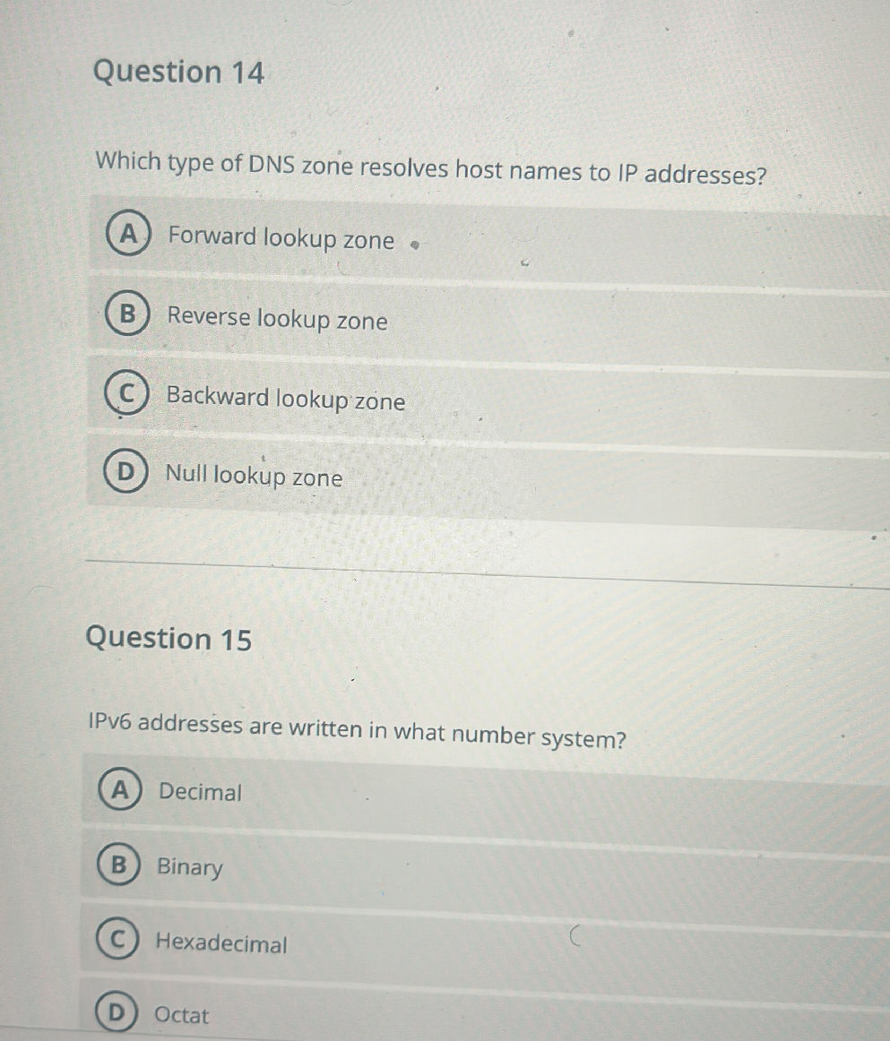 Which type of DNS zone resolves host names | StudyX