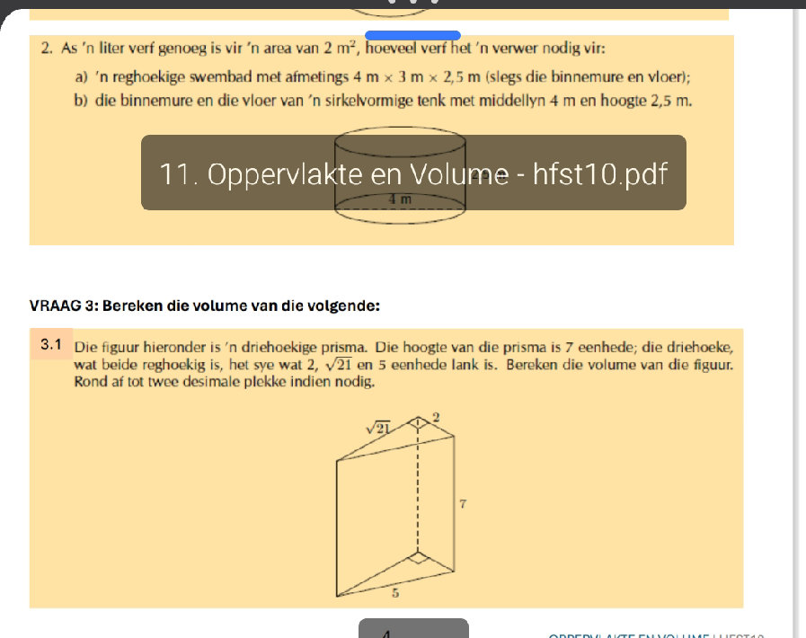 VRAAG 3: Bereken die volume van die | StudyX