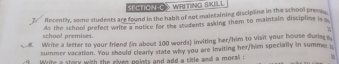 SECTION-C WRITING SKILL 7. Recently, some | StudyX