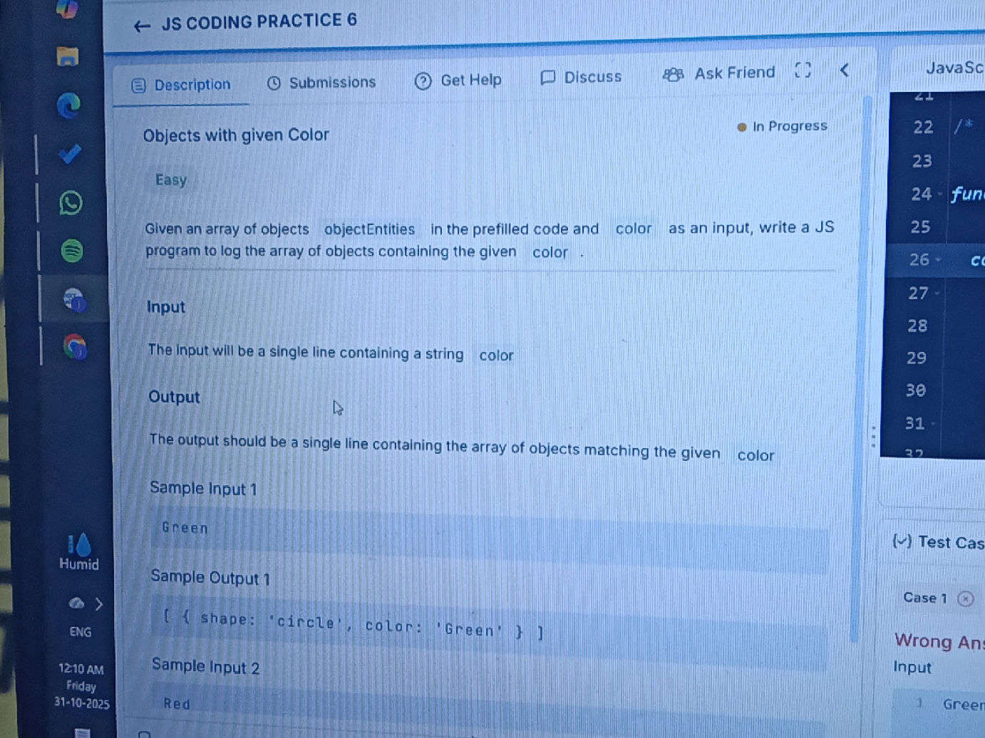 JS CODING PRACTICE 6 Objects with given | StudyX