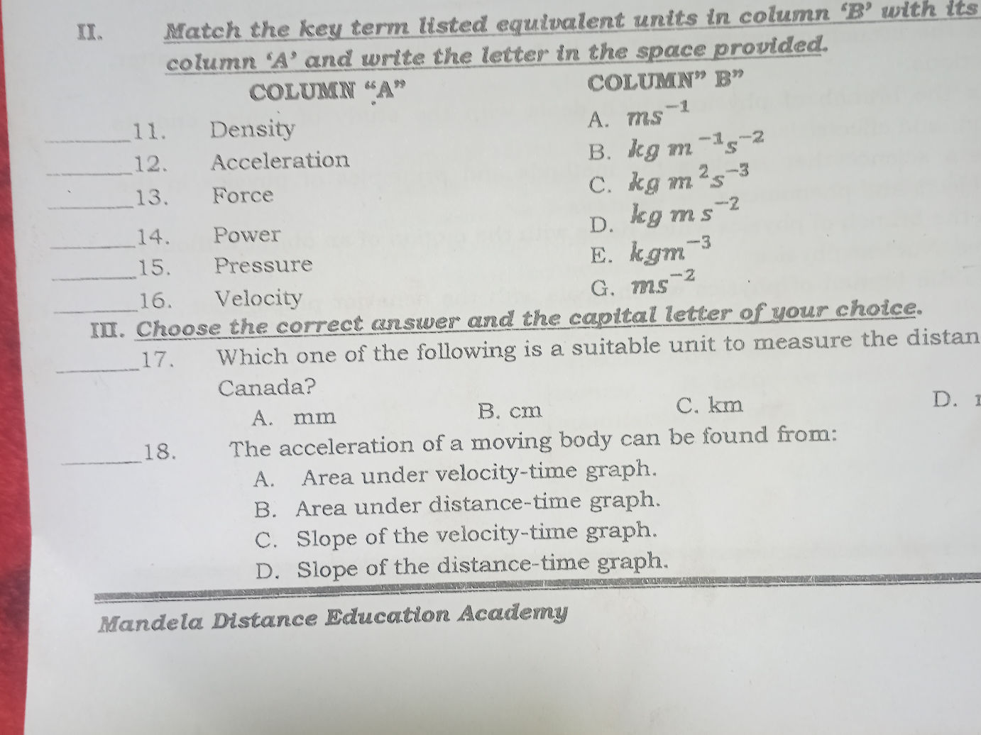 II. Match the key term listed equivalent | StudyX