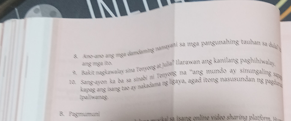 Ilarawan ang mga sumusunod na tauhan sa