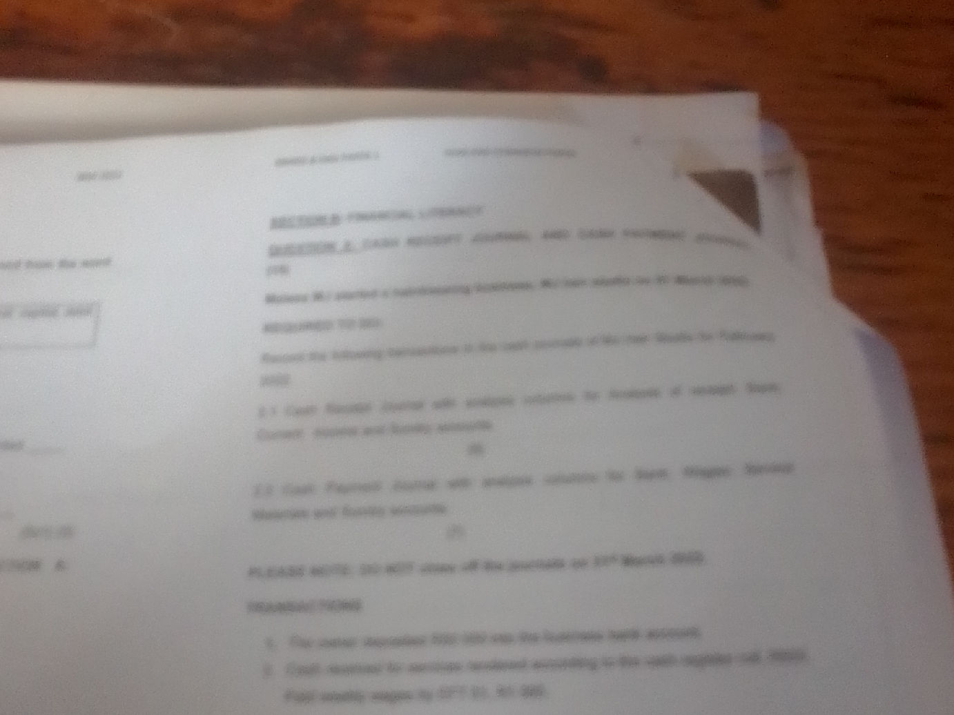 SECTION B: FINANCIAL LITERACY QUESTION 2: | StudyX