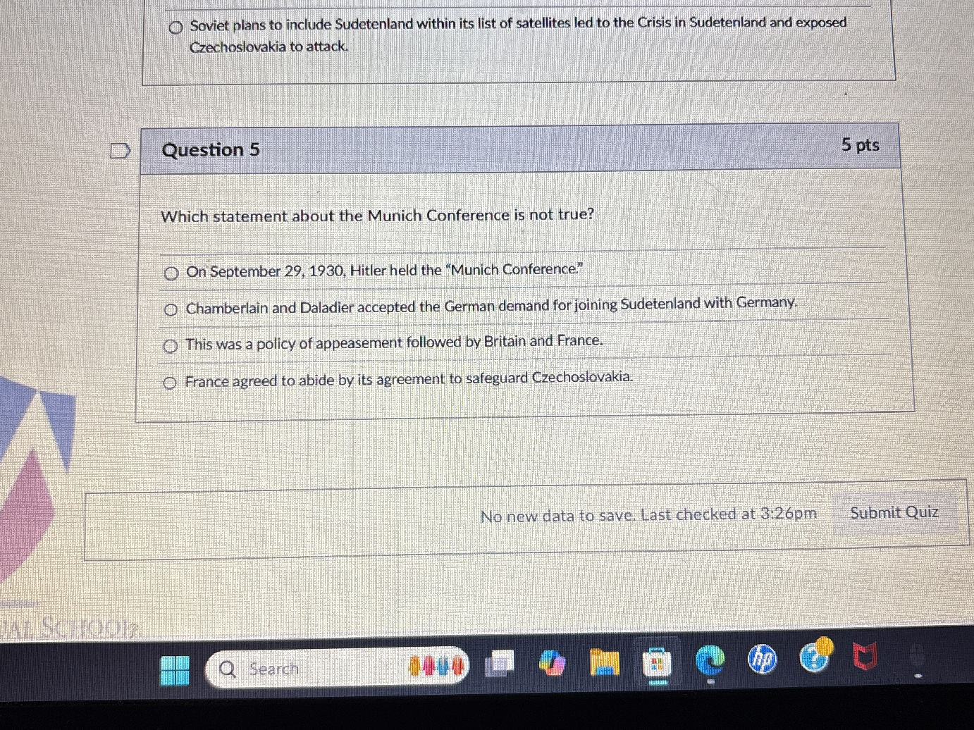 Which statement about the Munich Conference | StudyX