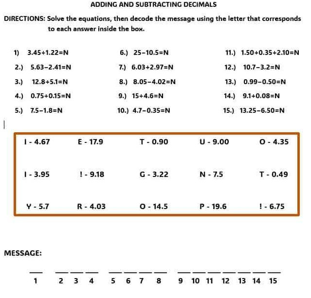 DIRECTIONS: Solve the equations, then decode | StudyX