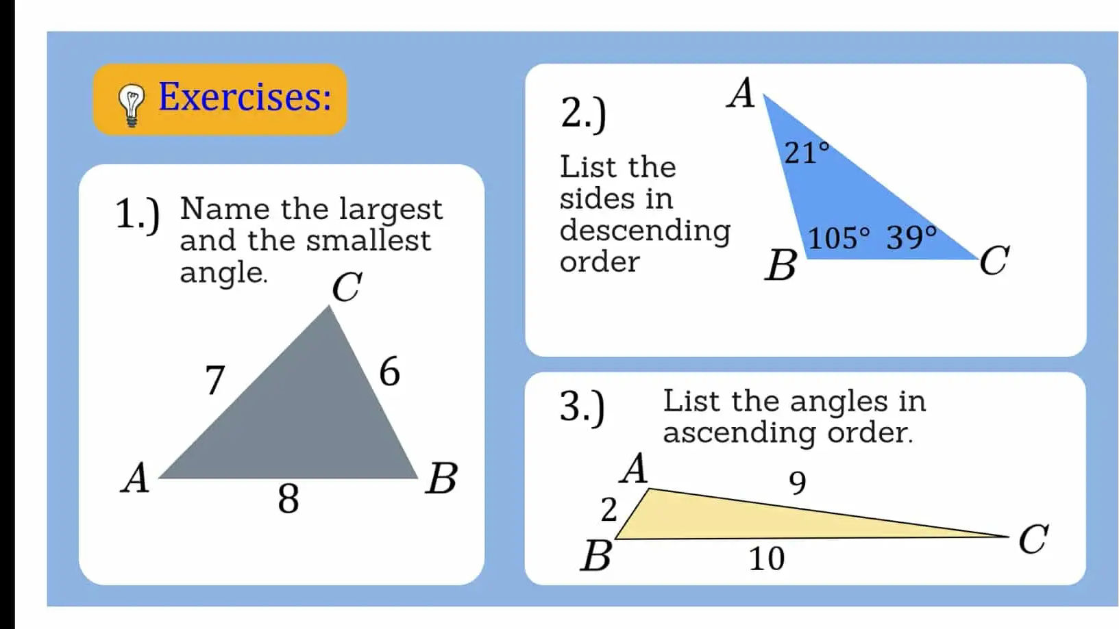 1.) Name the largest and the smallest angle. | StudyX