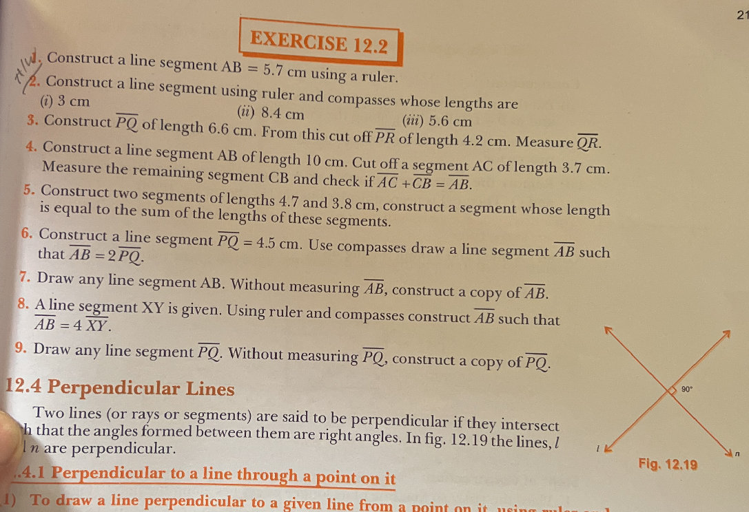 Construct a line segment $ {PQ}$ = 4.5 cm. | StudyX