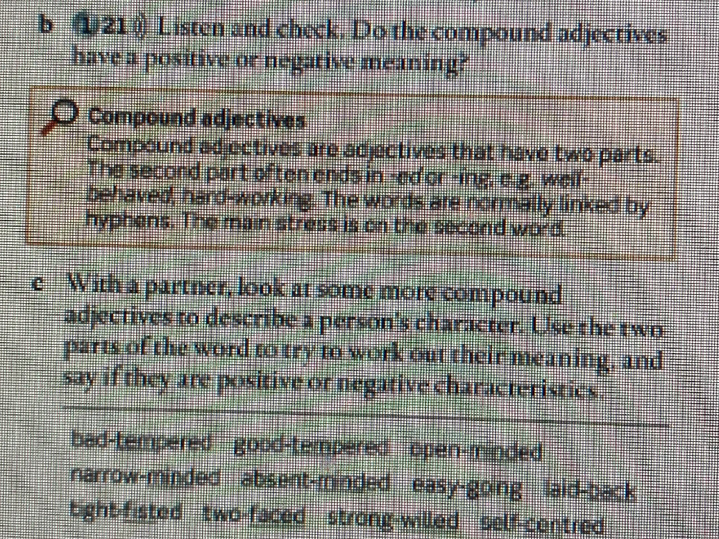 b 21) Listen and check. Do the compound | StudyX