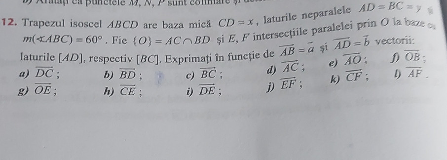 Trapezul isoscel ABCD are baza mică CD = x, | StudyX