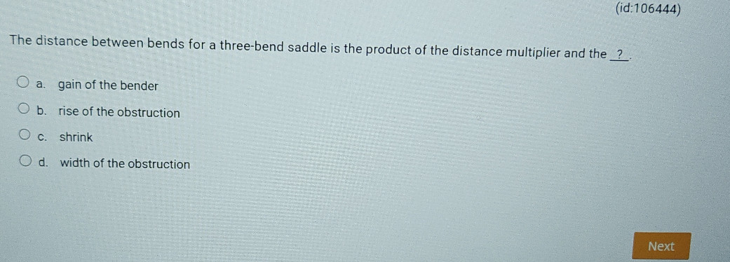 The distance between bends for a three-bend