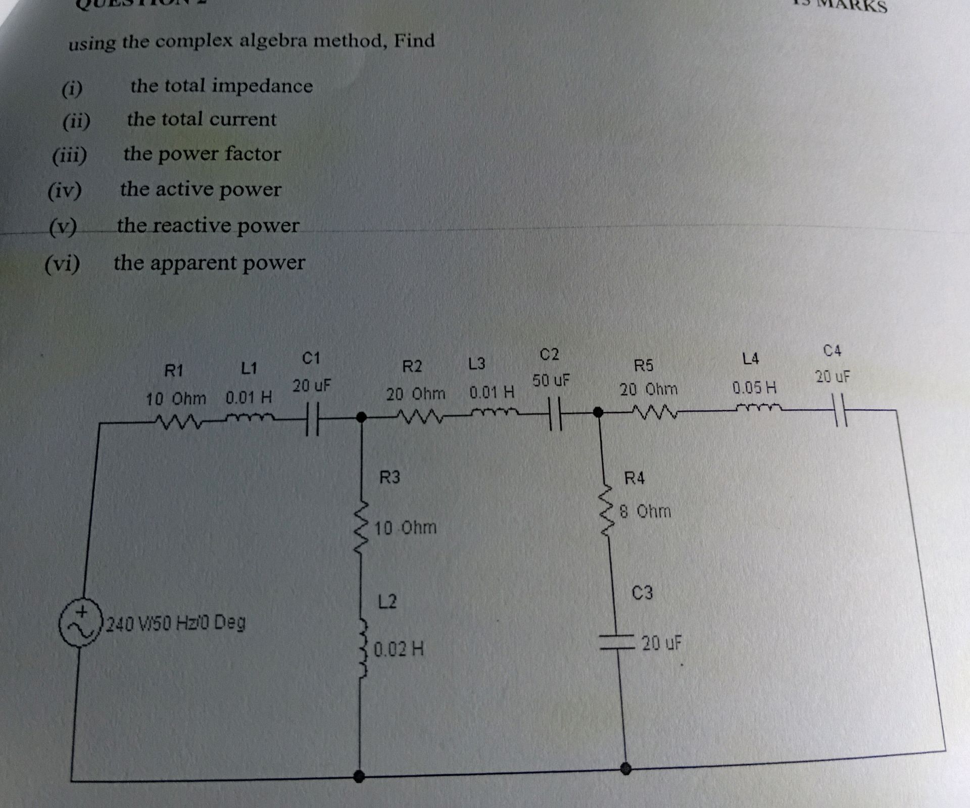 using the complex algebra method, Find (i) | StudyX