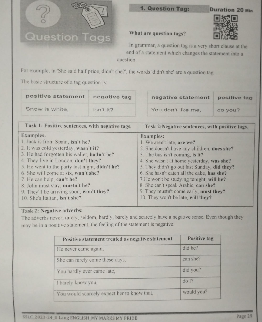 What are question tags? In grammar, a | StudyX