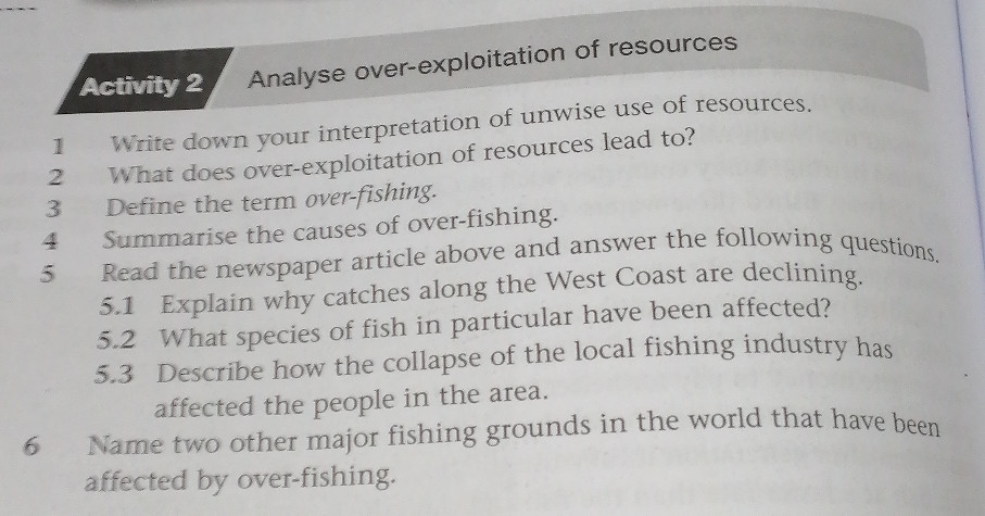 Activity 2 Analyse over-exploitation of | StudyX